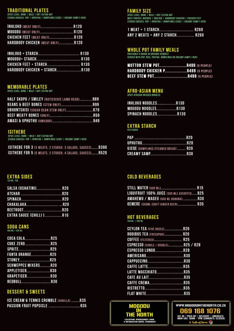 Menu – Mogodu In The North
